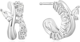 Ania Haie Boucles doreilles Miss TWINKLE pour femme en argent sterling 925, serties de 24 zircones, dimensions : 14 x 13,5 mm, avec emballage cadeau