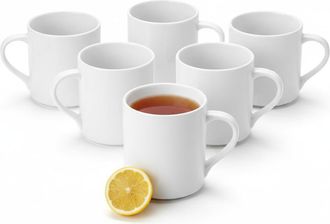 Wilmax England Wilmax - Teetassen & Kaffeetassen - 6er Set - 320ml - Kaffeebecher Porzellan - Becherset - Tasse f&uuml;r Tee, Kaffee, Cappuccino - Porzellantassen mit Gri