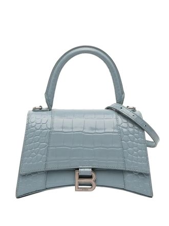 Balenciaga petit sac &agrave; bandouli&egrave;re Hourglass Top Handle Bag (2022) - Bleu