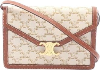 Celine Sac bandouli&egrave;re Triomphe en toile enduite et cuir Pre-owned - Femme - Pre-owned - Beige - Taille: ONE Size
