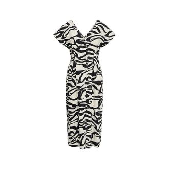 Ichi Ichi, Femme, Robes, Multicolore, Taille: 38 FR Robe Longue Imprim&eacute; Z&egrave;bre