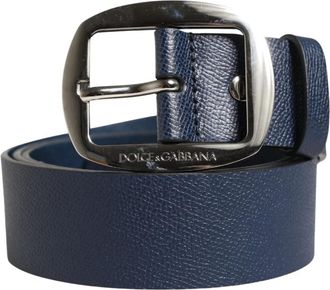 Dolce & Gabbana Homme, Accessoires, Bleu, Taille: ONE Size Ceinture Classique en Cuir avec Boucle M&eacute;tallique