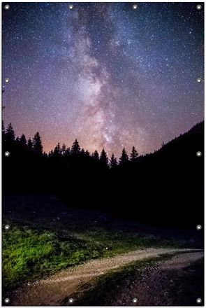 Wallario Outdoor-Poster f&uuml;r Garten oder Balkon Pfad zur Milchstra&szlig;e, Motivbanner Gr&ouml;&szlig;e: ca. 120 x 180 cm, Outdoor-Bild