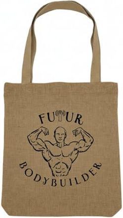 Fabulous Sac Shopping Tote Bag Aspect Lin - Futur Bodybuilder Sport Muscle Salle - Sac de Courses Toile Epaisse 360g Beige Naturel Cabas Port&eacute; Epaule Solide Im
