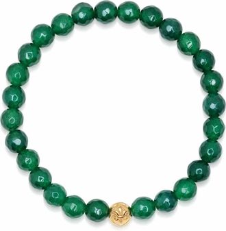 Nialaya Femme, Accessoires, Jaune, Taille: S Womens Wristband with Green Chalcedony and Gold