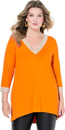 Miamoda Damen große Größen Übergrößen Plus Size T-Shirt, A-Line, Stickerei-Borte orange 50 834792650-50