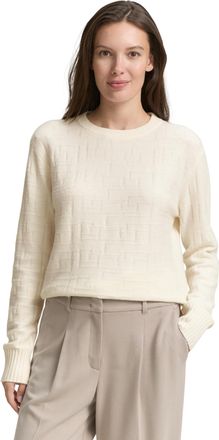 Tom Tailor Damen 1047704 Loose Fit Strickpullover mit Muster, 10315-Whisper White, M