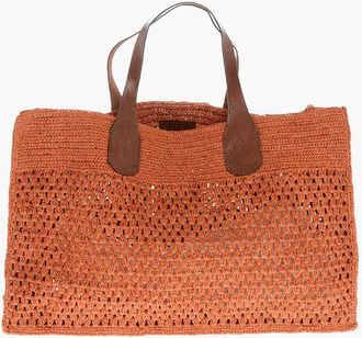 Ibeliv Raffia HAVANA Maxi Tote Bag with Leather Trims size Unica