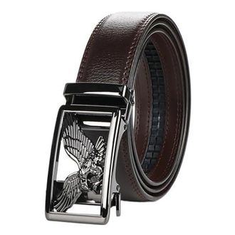 Generic Ceinture pour homme avec boucle automatique en alliage, ceinture tendance pour homme daffaires et loisirs, marron, 120 cm