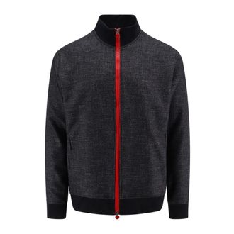 Kiton Homme, Sweatshirts et sweats &agrave; capuche, Gris, Taille: M SweaT-shirt de luxe en m&eacute;lange de laine &agrave; zip