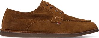 Tommy Hilfiger Halbschuhe Tommy Hilfiger Stitchdown Suede Derby FM0FM05841 Braun