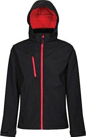 Regatta Professional Mens Venturer 3 Layer Printable Hooded Softshell Jacket Veste, Noir (Rouge Classique), XXL Homme