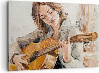 Arttor Bilder auf Leinwand 100x70cm Leinwandbild Gitarre Musik M&auml;dchen Gro&szlig; Wanddeko Bild Schlafzimmer K&uuml;che Deko Wandbilder Dekoration Wohnzimmer Wall Decor