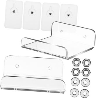 Lurrose 2 St&uuml;ck Transparente U f&ouml;rmige Wandregale Schwebendes Acrylwandregal Platzsparendes Stabiles Organizer Regal f&uuml;r K&uuml;che Bad Wohnzimmer Einfache Montage