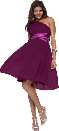 Astrapahl Damen Cocktail Kleid One Shoulder, Knielang, Einfarbig, Gr. 36, Violett