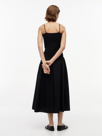 Tommy Jeans Tr&auml;gerkleid TJW SMOCK FABRIC MIX MAXI DRESS Baumwolle, gesmoktes Oberteil, schmale Tr&auml;ger