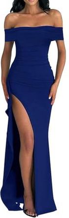 Generic Robe de cocktail à paillettes pour femme - Robe de soirée élégante à paillettes avec col en V et fente haute - Robe de bal de fin dannée, robe formell