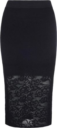 Patrizia Pepe jupe mi-longue à détails en dentelle - Noir