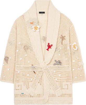 Alanui Where the Waves Begins Strickmantel mit Fransen - Nude