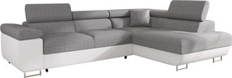 Mirjan24 Ecksofa Torezio mit Bettkasten, Einstellbare Kopfstützen, Sofa mit Schlaffunktion, Eckcouch für Wohnzimmer, Polsterecke, L-Form Couch mit Bettfunktion