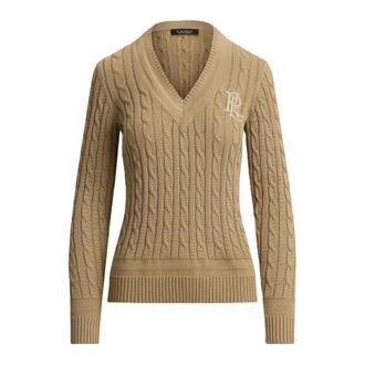 Ralph Lauren V-Ausschnitt Strickpullover - - Knitwear - Damen - Beige - M