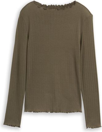 Tom Tailor Damen 1046619 Langarmshirt mit Stehkragen, 10669-Grape Leaf Green, S