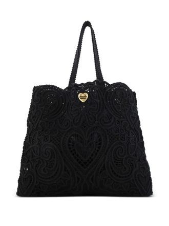 Dolce & Gabbana Beatrice Crochet Lace Jacquard Large tote bag - Noir