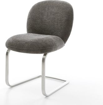 DELIFE Freischwinger Nube-Flex Boucl&eacute; Soft Schlamm Freischwinger flach Edelstahl Taschenfederkern, Esszimmerst&uuml;hle