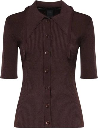 Pinko Pinko, Femme, Blouses et Chemises, Brun, Taille: 40 FR Coperto Polo Ecoviscosa Shiny