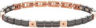Breil Ceramic Brick TJ3271 Bracelet pour homme en acier rose et k&eacute;ratine orn&eacute; de pierres de zircone cubiques Longueur 17 cm, argent&eacute;, 17 cm