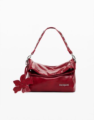 Desigual Gl&auml;nzende, mittelgro&szlig;e Tasche in Rot mit Umschlagklappe