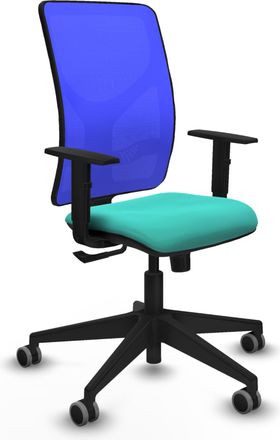 Piqueras y Crespo B&uuml;rostuhl, R&uuml;ckenlehne, Gitterstoff, mit 1D-Armlehnen, h&ouml;henverstellbare Lendenwirbelst&uuml;tze, ausgestattet mit 3 Positionen und Schneideschaum, Blau/T&uuml;