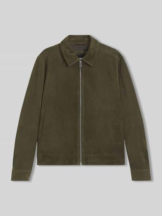 HUGO BOSS Regular Fit Lederjacke aus echtem Ziegelvelours