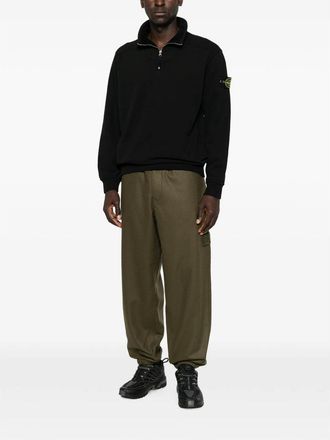 Stone Island Quarter-Zip Cotton Sweatshirt - Black