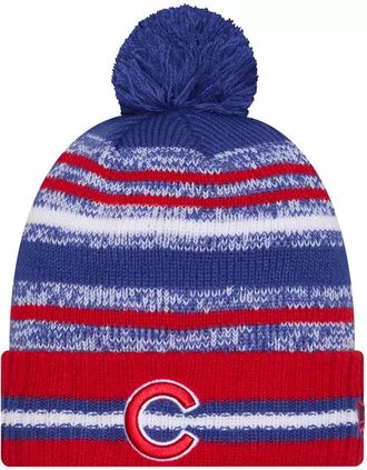New Era Chicago Cubs Onfield Sport-Baseball-Strickm&uuml;tze, gestreift, mit Bommel, MLB Cheer Cuff Knit Cap