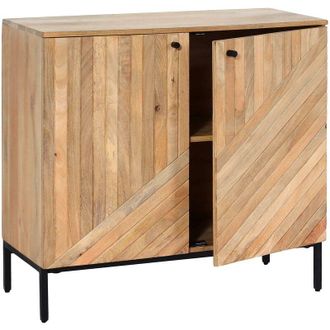 Hhg Highboard 180, Kommode Schrank Sideboard, Massiv-Holz Mango 86x90x43cm MVG-zertifiziert, natur