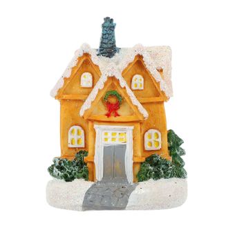 Cabilock Leuchtendes Weihnachtshaus aus Harz Kleiner Lichterhaus Weihnachtsdeko f&uuml;r Tisch und Partydekoration Retro Stil Warmes Licht