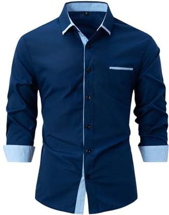 Generic liaddkv Chemises d&eacute;contract&eacute;es de printemps et dautomne pour homme, boutons &agrave; revers, chemise &agrave; manches longues, hauts, cardigan pour homme, chemise b