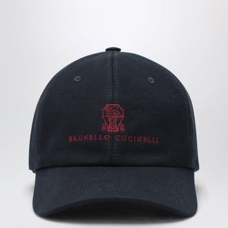 Brunello Cucinelli Baseballkappe in Navyblau aus Baumwolle