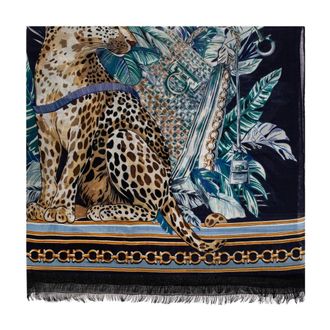 Ferragamo Foulard en Laine Felindra - Femme - Accessoires - Bleu - Taille: ONE Size