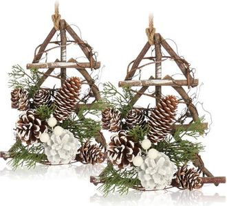 Com-Four 2X Arbre Suspendu pour d&eacute;coration de No&euml;l - Suspension pour Sapin de No&euml;l - d&eacute;coration de Chambre dhiver Faite &agrave; la Main - d&eacute;coration Suspendue pour f