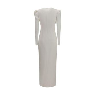 Alessandra Rich V-Neck with Bow Dress - White