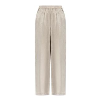 Emporio Armani Femme, Pantalons, Beige, Taille: 38 FR Pantalon &agrave; Taille &Eacute;lastique en Lyocell Fluide D&eacute;lav&eacute;