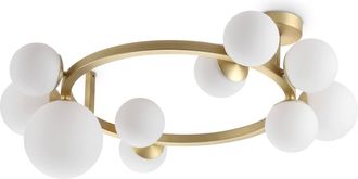 Ideal Lux PERLAGE 10-flammige Kugel-Deckenleuchte aus Messing, weißer Glasschirm