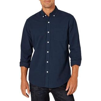 Amazon Essentials Chemise Oxford à Une Poche et Manches Longues Coupe Régulière Homme, Bleu Marine, M
