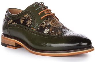 Justinreess England Ross W Chaussures richelieu &agrave; lacets en cuir pour femme Motif floral, Vert, 39 EU
