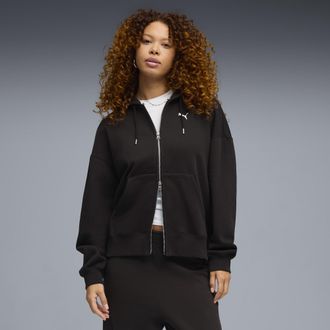 Puma Essentials Oversized Fleece Kapuzenjacke Damen, Kleidung, Schwarz, XL