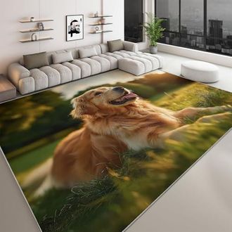 Generic Tapis Imprim&eacute; Antid&eacute;rapant 120 x 170 cm, Tapis Moderne Surr&eacute;alisme Animaux Golden Retriever pour Adolescent Gar&ccedil;on Fille Adulte - Paillasson pour Salo