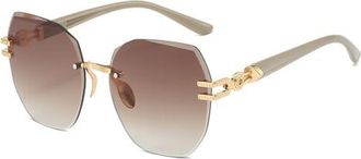 Generic Lunettes de soleil sans monture pour femme - Ovale - Large monture tendance - En métal - Polyvalentes, 2, Taille unique