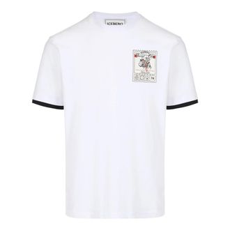 Iceberg Homme, Tops, Blanc, Taille: XL T-shirt en jersey de coton coupe classique